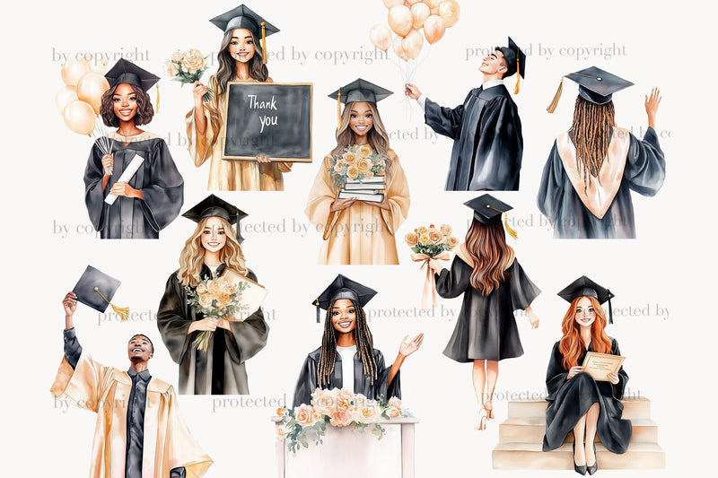 Graduation Clipart PNG | Graduate Scene and Diploma - So Fontsy