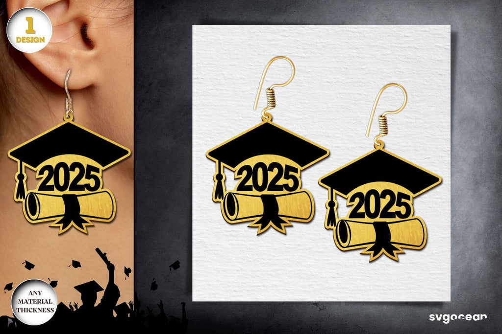 Graduation Earrings Laser Cut Bundle - So Fontsy