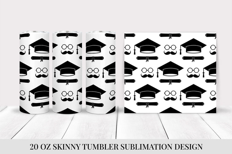 Graduation Hats Skinny Tumbler Wrap Sublimation Design - So Fontsy