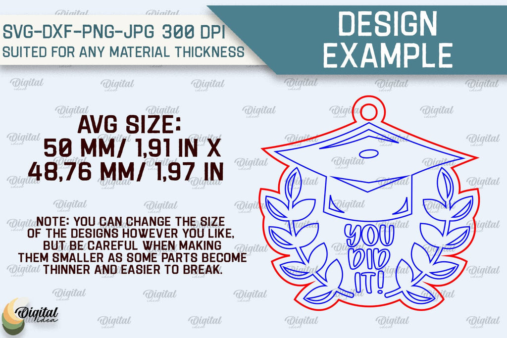 Graduation Keychain Laser Cut. Graduation Key Ring SVG - So Fontsy