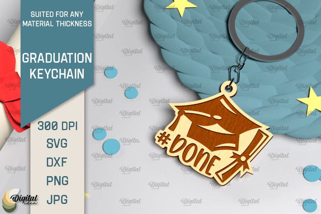 Graduation Keychain Laser Cut. Graduation Key Ring SVG - So Fontsy