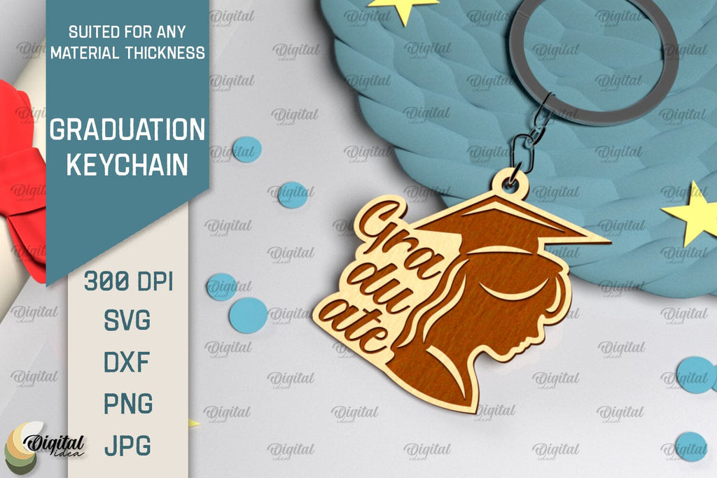 Graduation Keychain Laser Cut. Graduation Key Ring SVG - So Fontsy