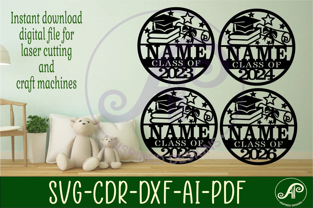 Graduation name sign svg laser cut template - So Fontsy