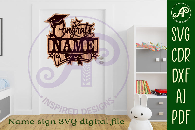 Graduation name sign svg laser cut template - So Fontsy