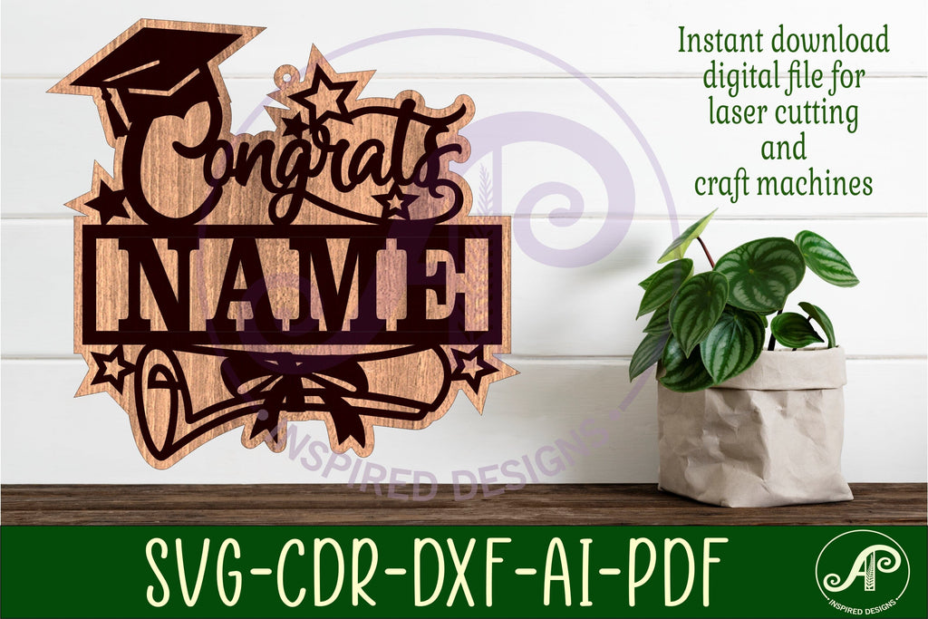 Graduation name sign svg laser cut template - So Fontsy