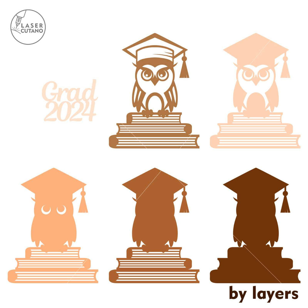 Graduation Owl Decorative Template, Laser Cut File - So Fontsy