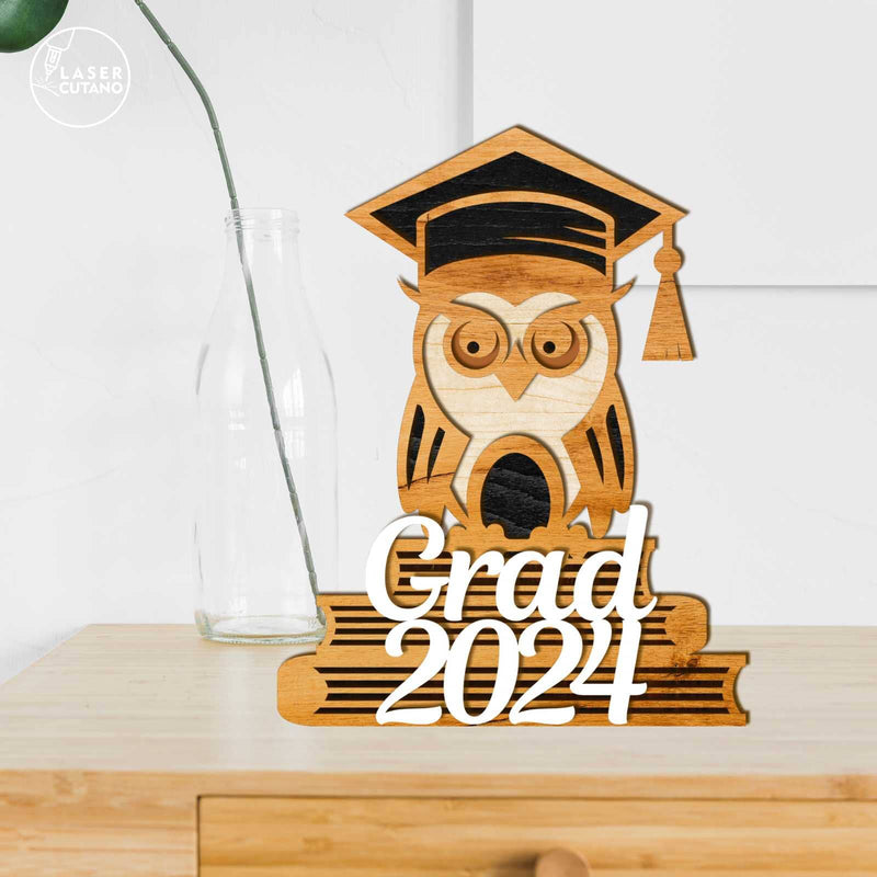 Graduation Owl Decorative Template, Laser Cut File - So Fontsy