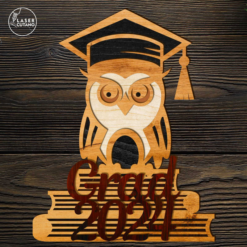 Graduation Owl Decorative Template, Laser Cut File - So Fontsy