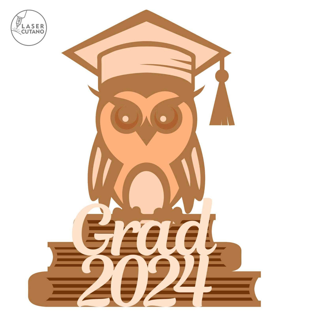 Graduation Owl Decorative Template, Laser Cut File - So Fontsy