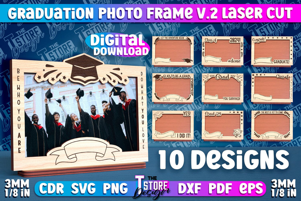 Graduation Photo Frame Laser Cut Bundle | Senior 2024 3d Photo Frame ...