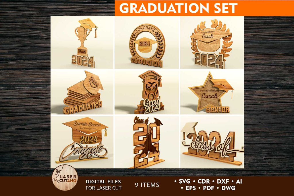 Graduation Set Decorative Laser Cut Files - So Fontsy