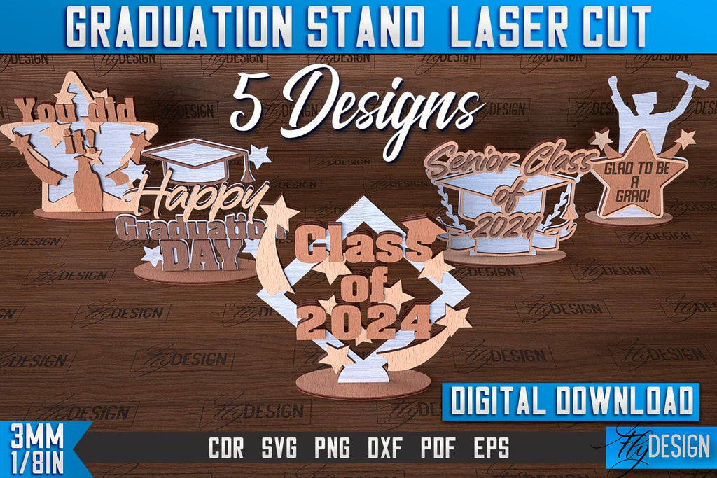 Graduation Stand Laser Cut | Stand Design | CNC Files - So Fontsy