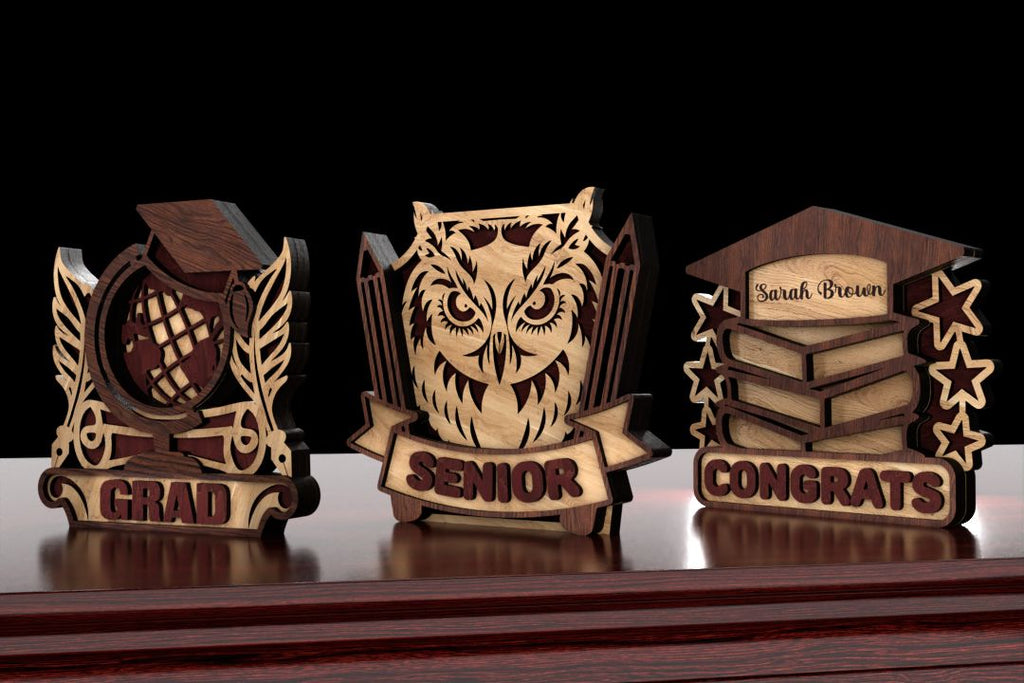 Graduation Stand Set with Owl, Globe, and Books - So Fontsy
