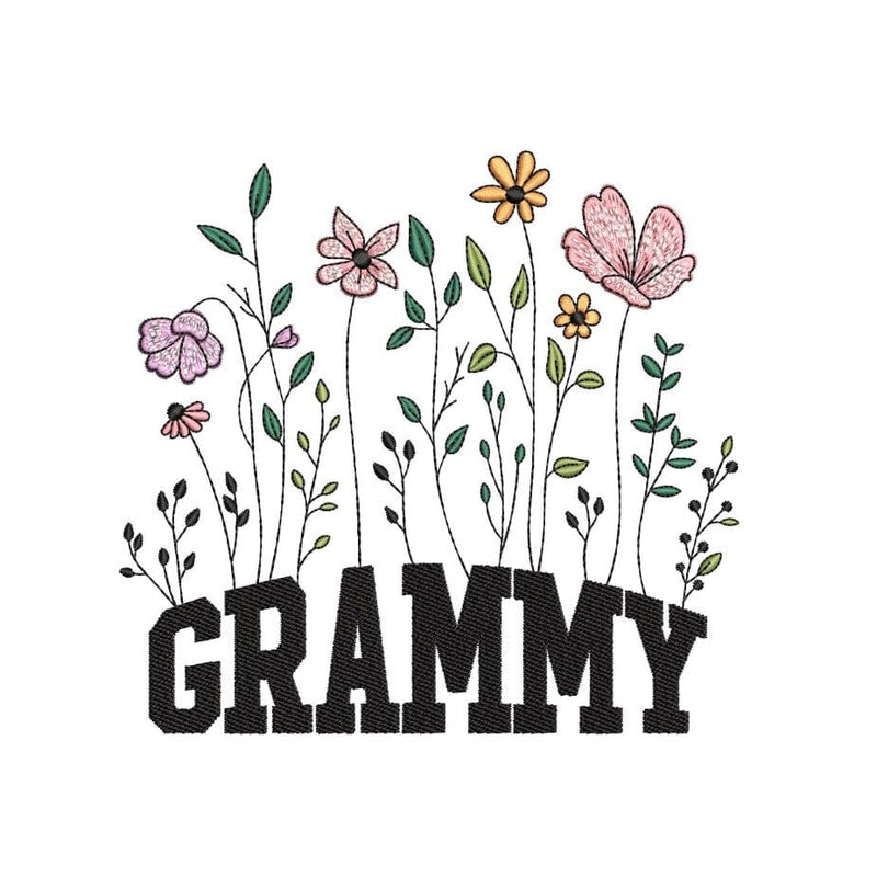 Grammy Flower Embroidery Design, 3 sizes, Instant Download - So Fontsy