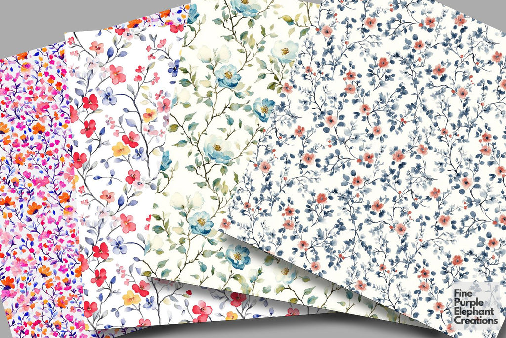 Grandmillennial Tiny Flower Digital Paper | Vintage Dainty Pastel - So ...