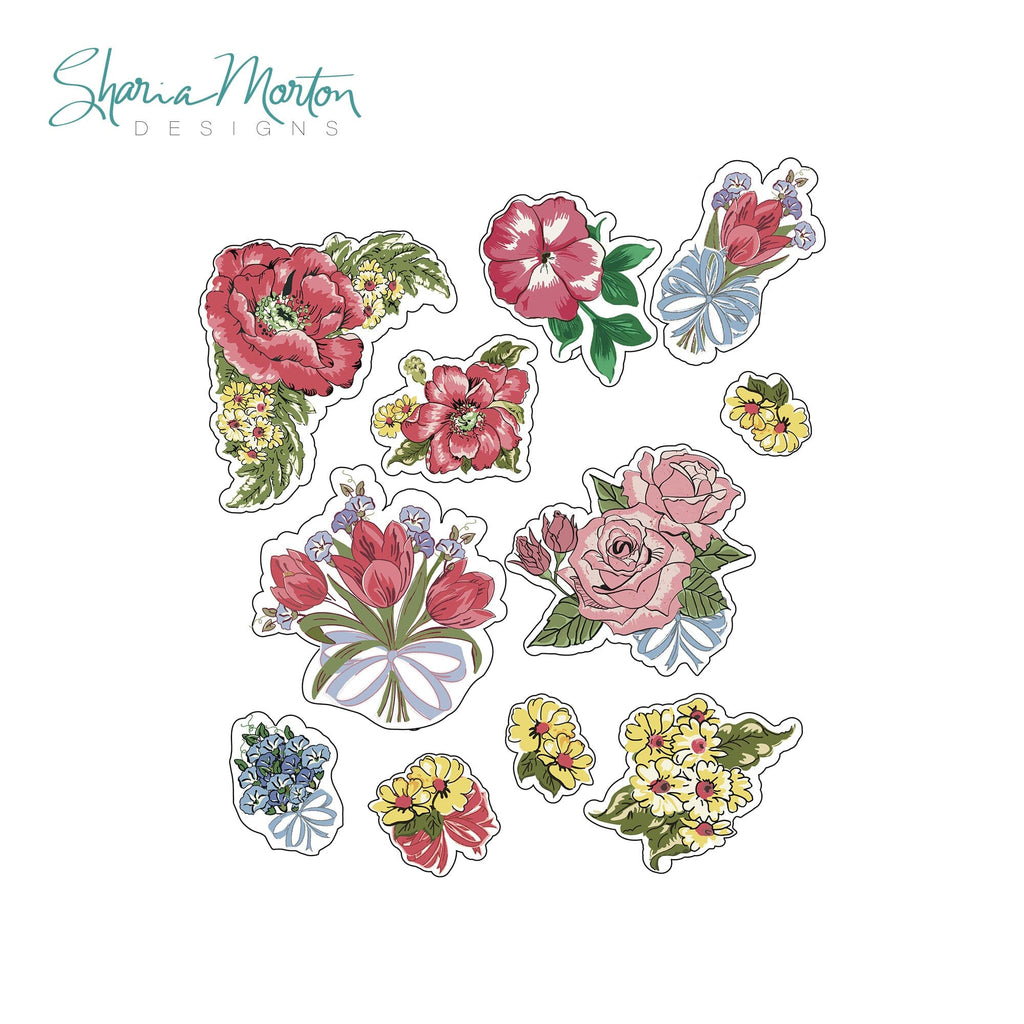 Grandmother’s Handkerchief Floral Sticker Sheet – Vintage Hand Drawn ...