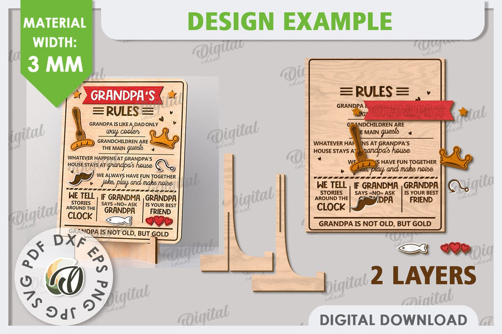 Grandpa's Rules SVG. Funny Rules Plaque LaserCut. Rules Sign - So Fontsy