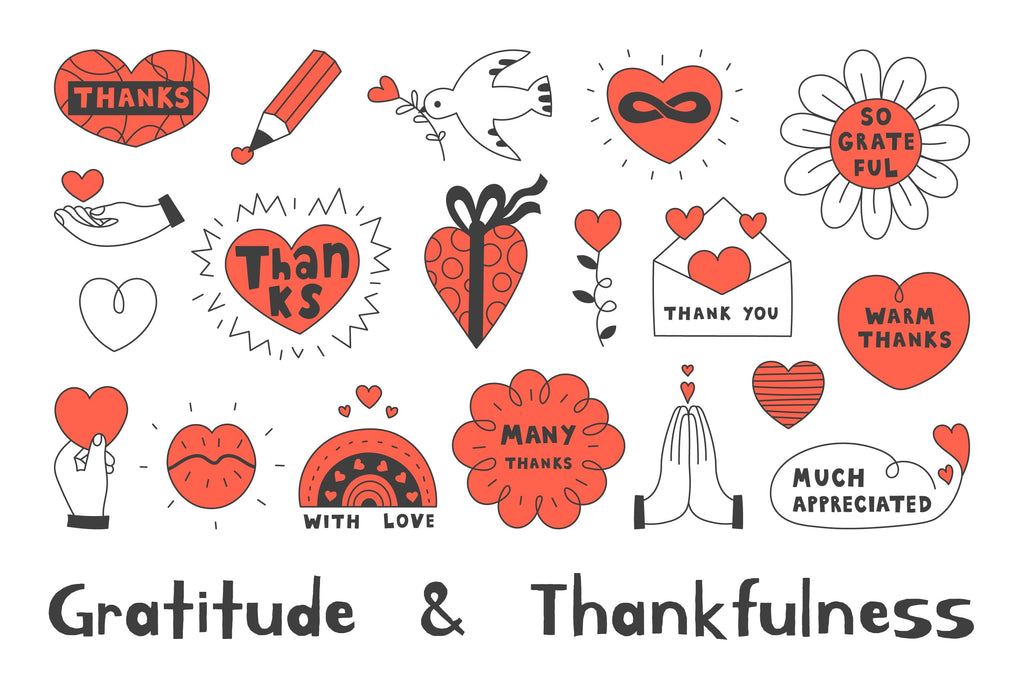 Gratitude & Thankfulness Doodles PNG Clipart - So Fontsy