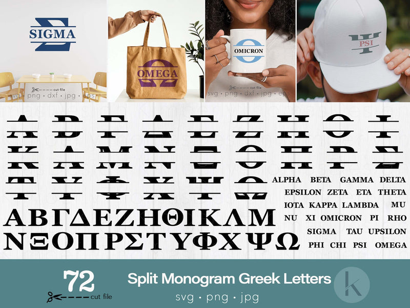 Greek letters split monogram svg, greek alphabet - So Fontsy
