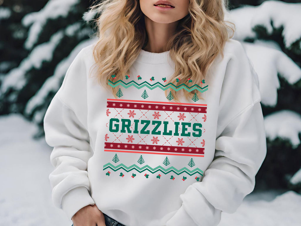 Grizzlies Ugly Christmas Sweater Festive Holiday Design SVG, EPS, DXF ...