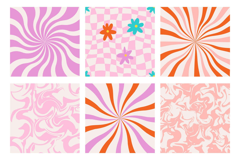 Groovy Digital Papers, Retro seamless patterns - So Fontsy