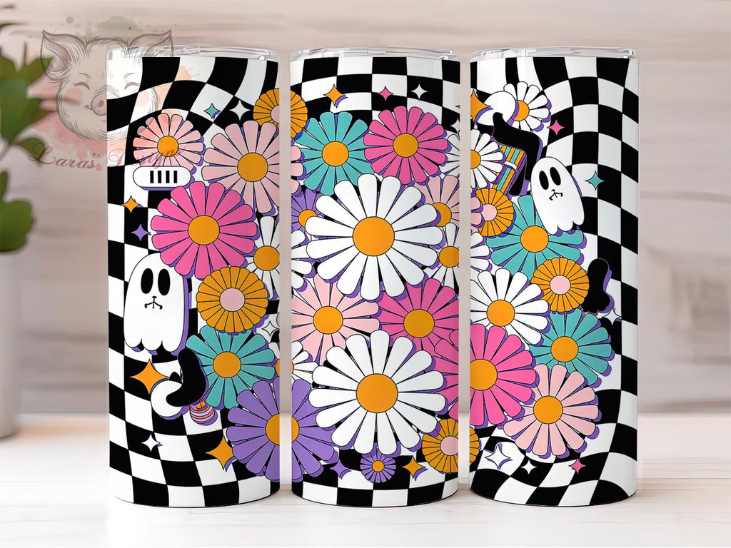 Groovy Retro Cute Halloween Ghost Tumbler, Retro Cute Ghost Wrap ...