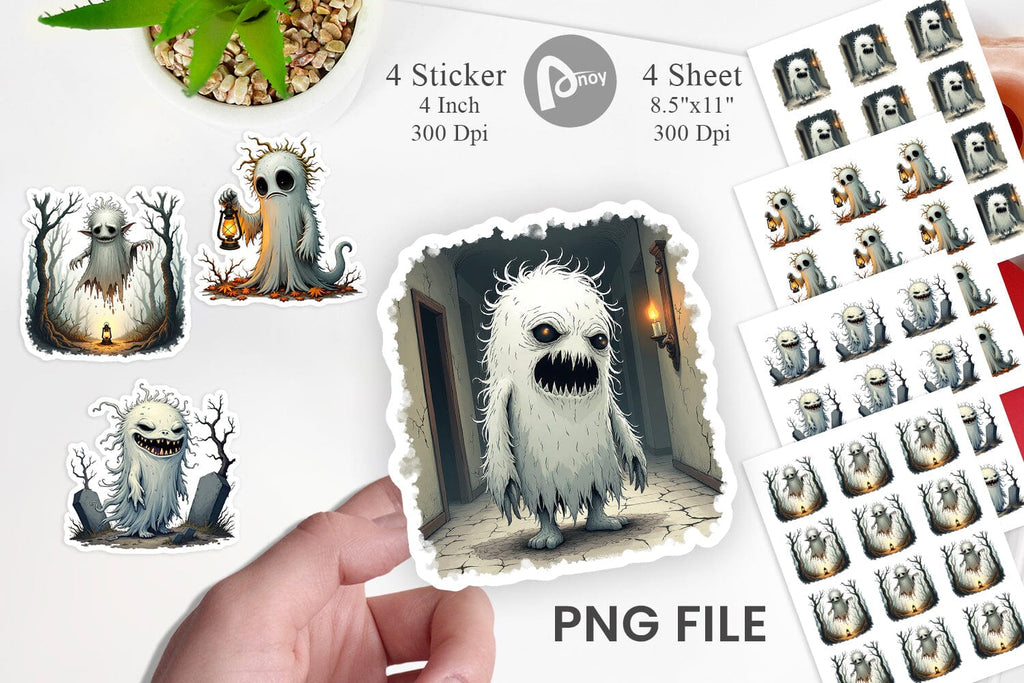 Grumpy Ghost Sticker - So Fontsy