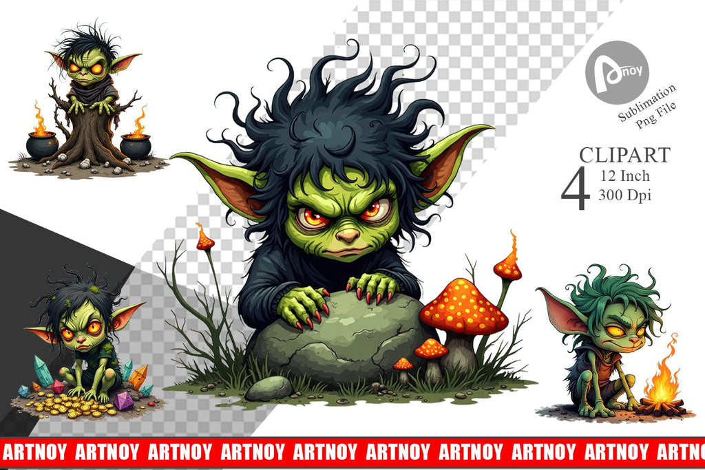 Grumpy Goblin Clipart - So Fontsy