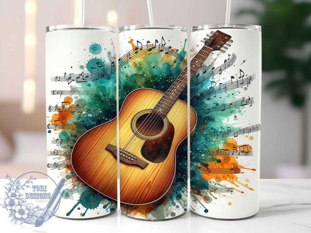 Guitar Lover Music Tumbler Wrap, Music Notes Design, 20oz Tumbler ...