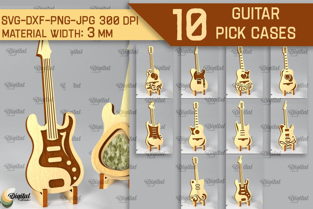 Guitar Pick Holders Laser Cut Bundle. Guitar Pick Cases SVG - So Fontsy