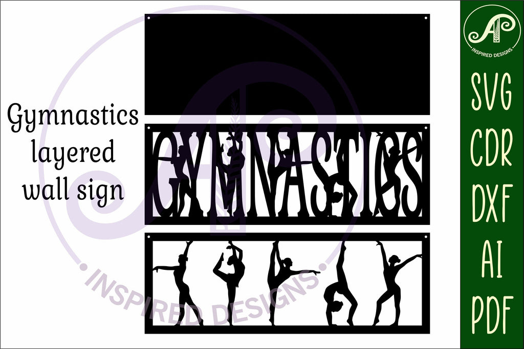 Gymnastics layered wall art sign, SVG file. vector file - So Fontsy