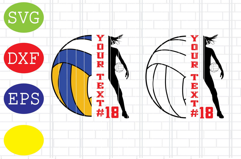Half Volleyball Girl Player Svg, Volleyball Svg, Volleyball Cut Files ...