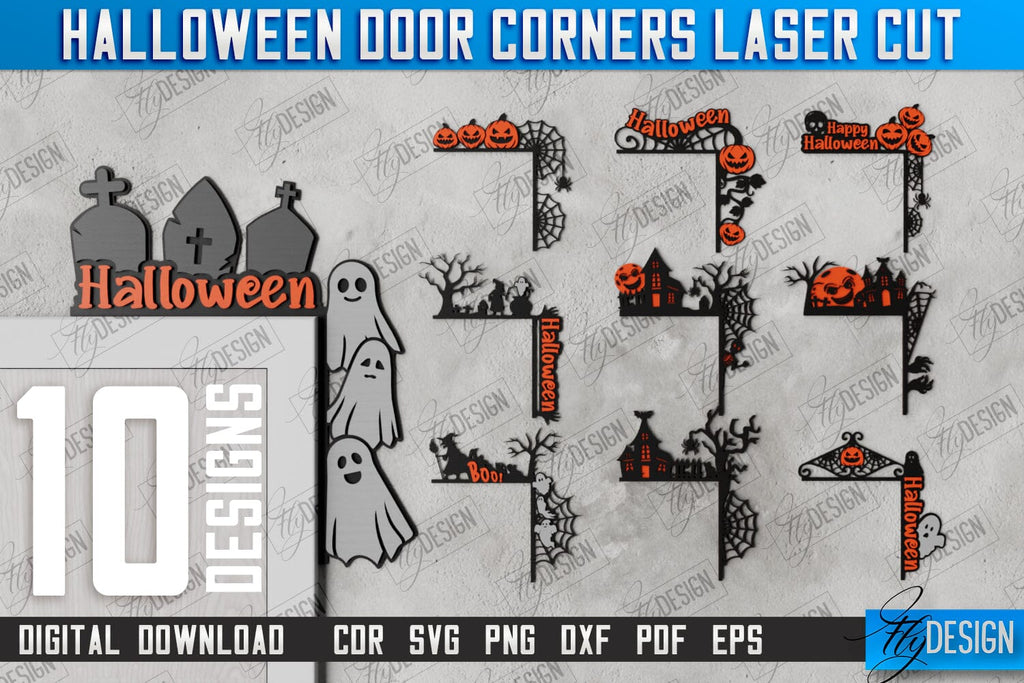Halloween Door Corners Bundle | Door Sign | Porch Decorating | Wall ...