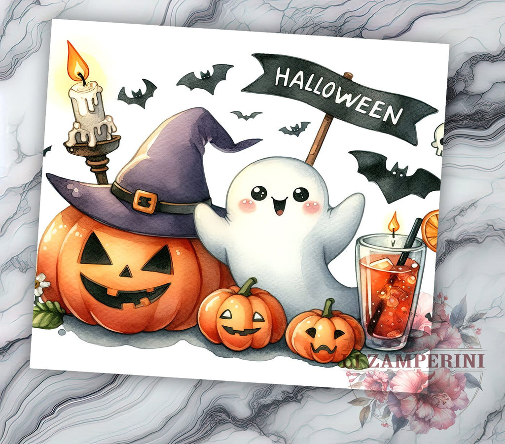 Halloween Ghost 20oz Tumbler Wrap PNG, Halloween Boo Tumbler PNG ...