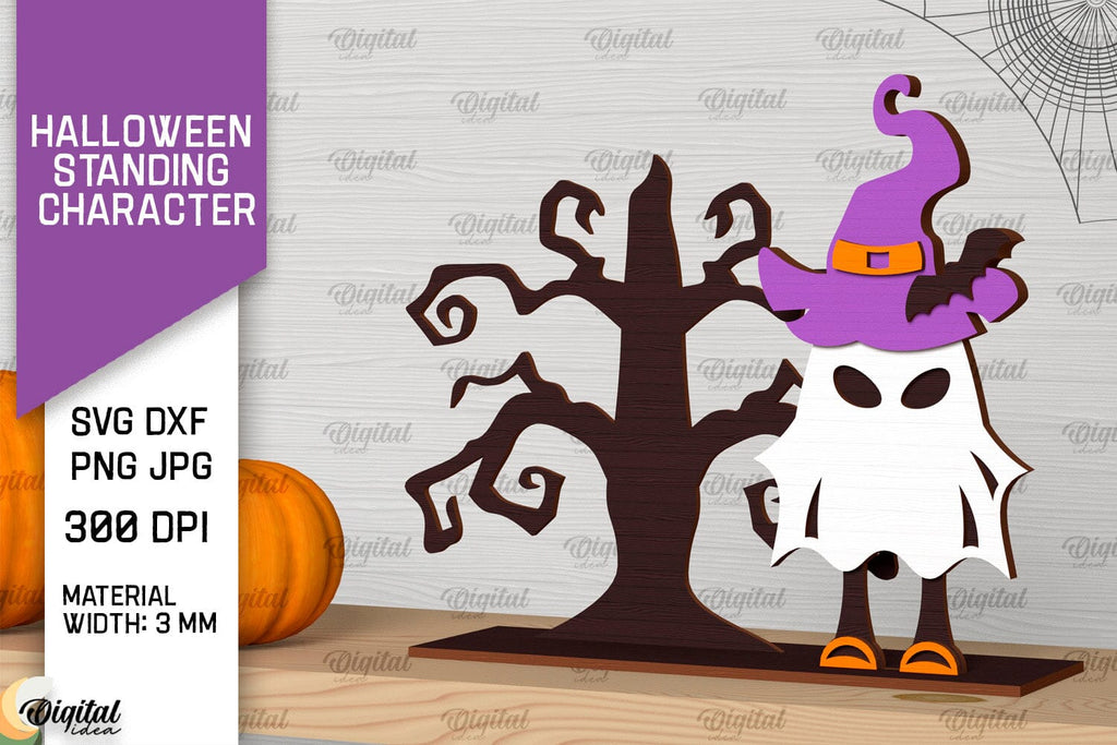 Halloween Ghost Laser Cut Design. Halloween Decoration SVG - So Fontsy