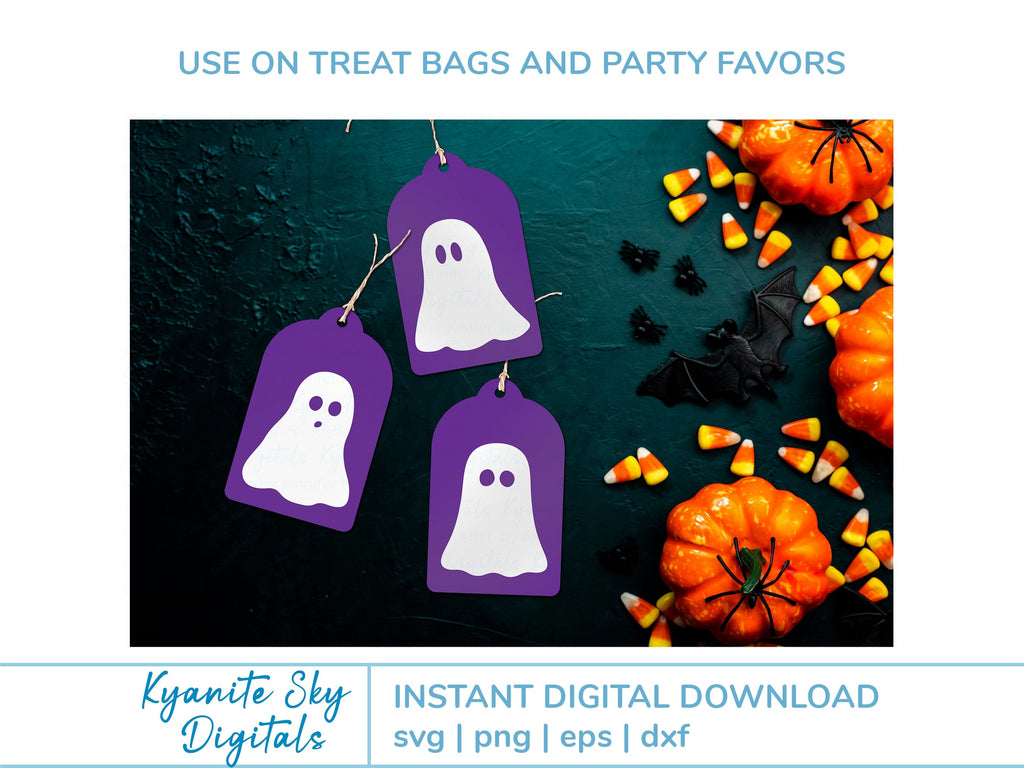Halloween Ghost Tags SVG for treat bag or gift - So Fontsy