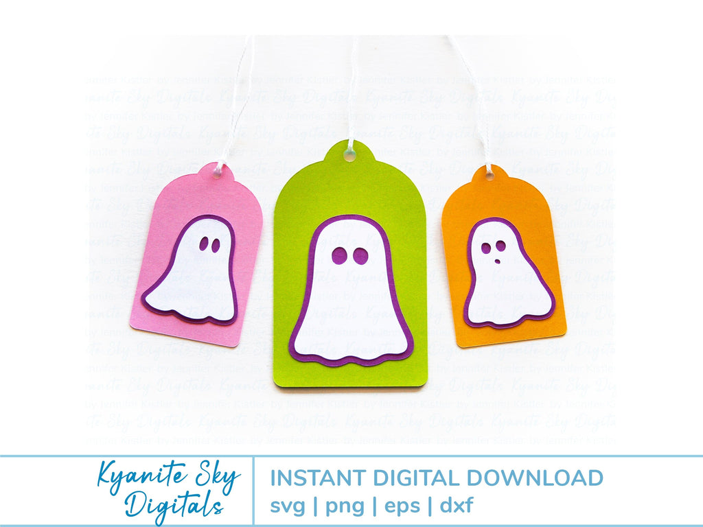 Halloween Ghost Tags SVG layered tag for gift or treats - So Fontsy