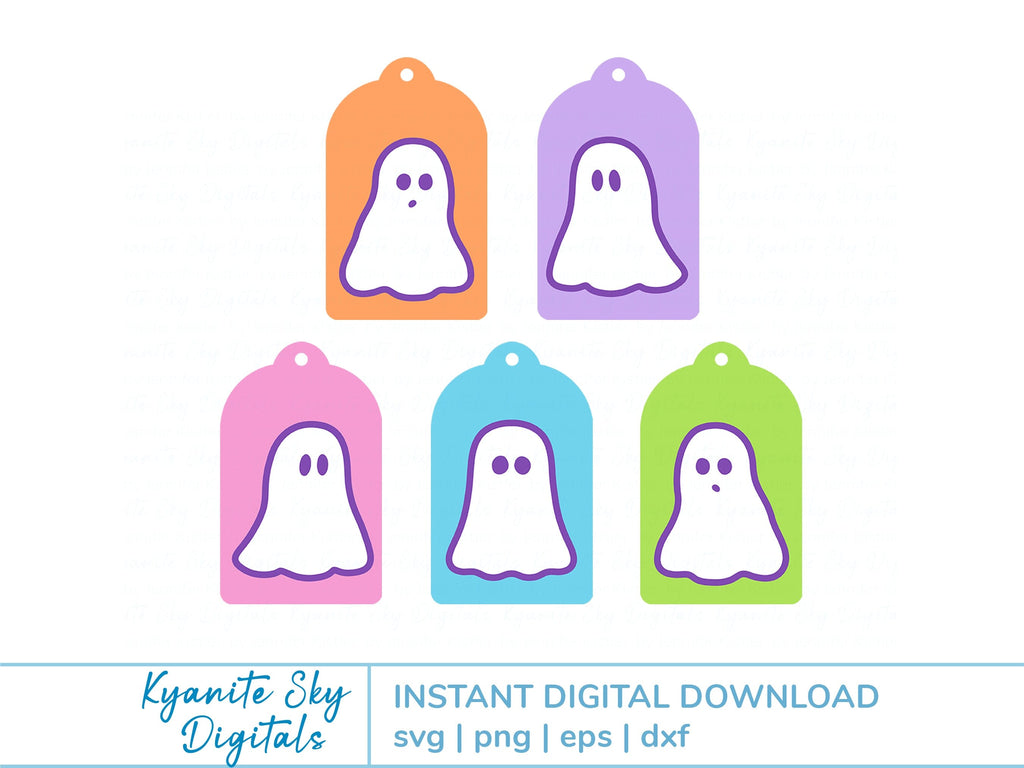 Halloween Ghost Tags SVG layered tag for gift or treats - So Fontsy