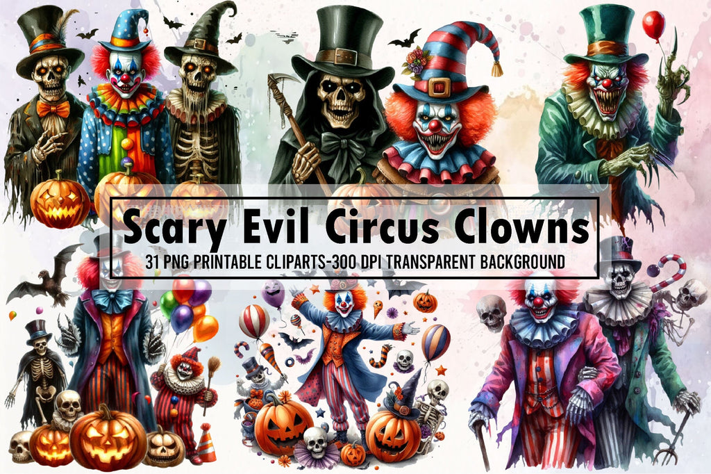 Halloween - Scary Evil Circus Clowns - So Fontsy