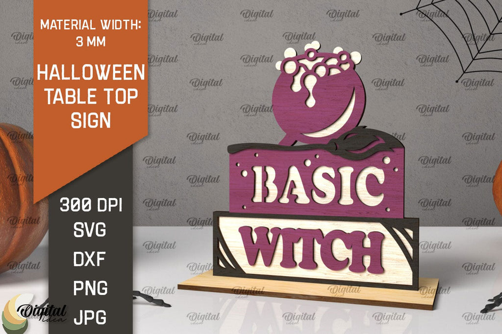 Halloween Table Top Sign Laser Cut. Basic Witch SVG - So Fontsy