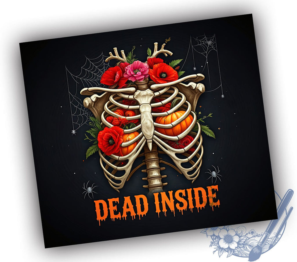 Halloween Tumbler, Dead Inside, Skeleton Design, 20oz Wrap, Spooky ...