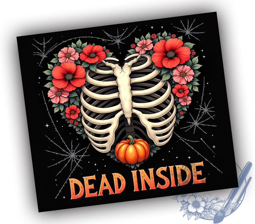 Halloween Tumbler, Dead Inside, Skeleton Design, 20oz Wrap, Spooky ...