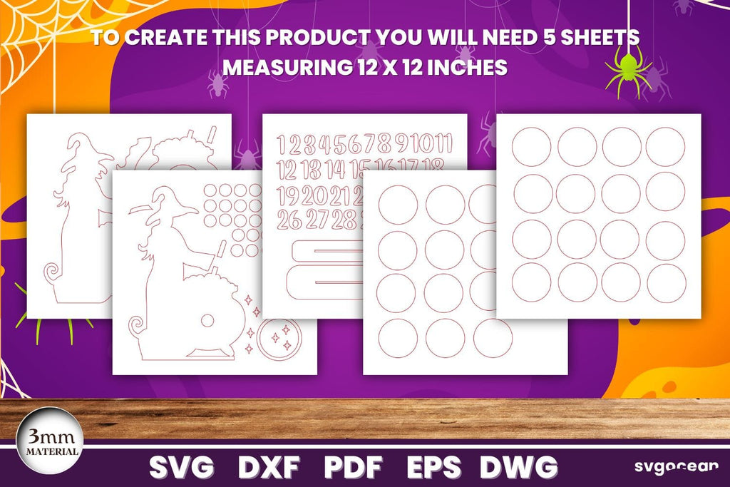 Halloween Witch Countdown Laser Cut - So Fontsy