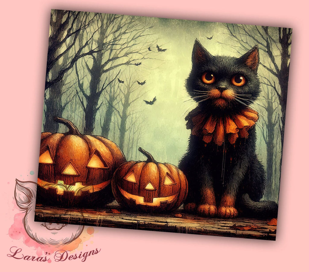 Halloween Zombie Cats 20 oz Skinny Tumbler Sublimation Design, Straight ...