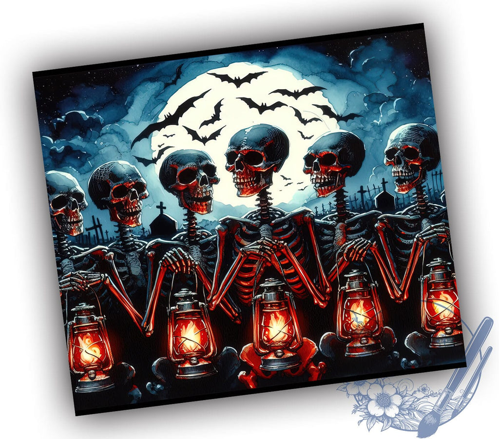 Halloween Zombies 20oz Skinny Tumbler, Full Moon Zombies Tumbler Png ...