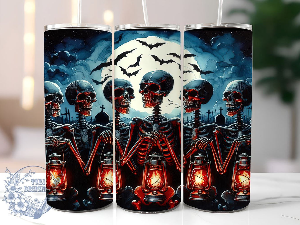 Halloween Zombies 20oz Skinny Tumbler, Full Moon Zombies Tumbler Png ...