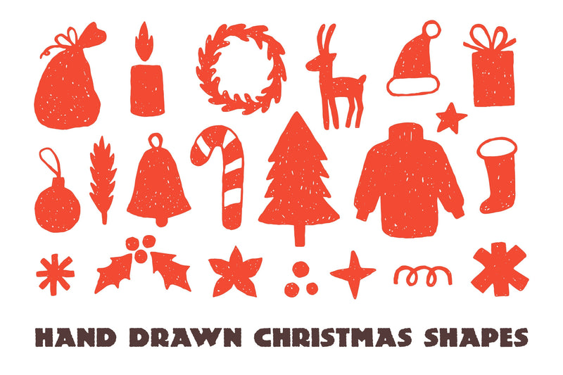 Hand Drawn Christmas Shapes PNG Clipart - So Fontsy