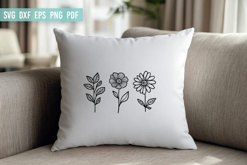 Hand Drawn Flower SVG File | Wildflowers SVG Bundle - So Fontsy