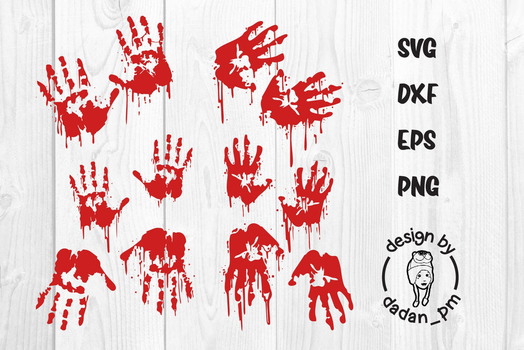Hand print horror, blood dripping svg - So Fontsy