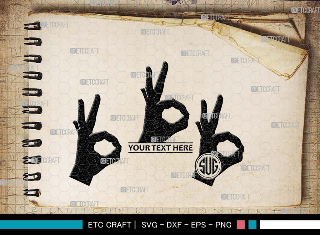 Hand Sign SVG Bundle, Hand Sign Silhouette, Ok Sign Svg, Peace Hand ...